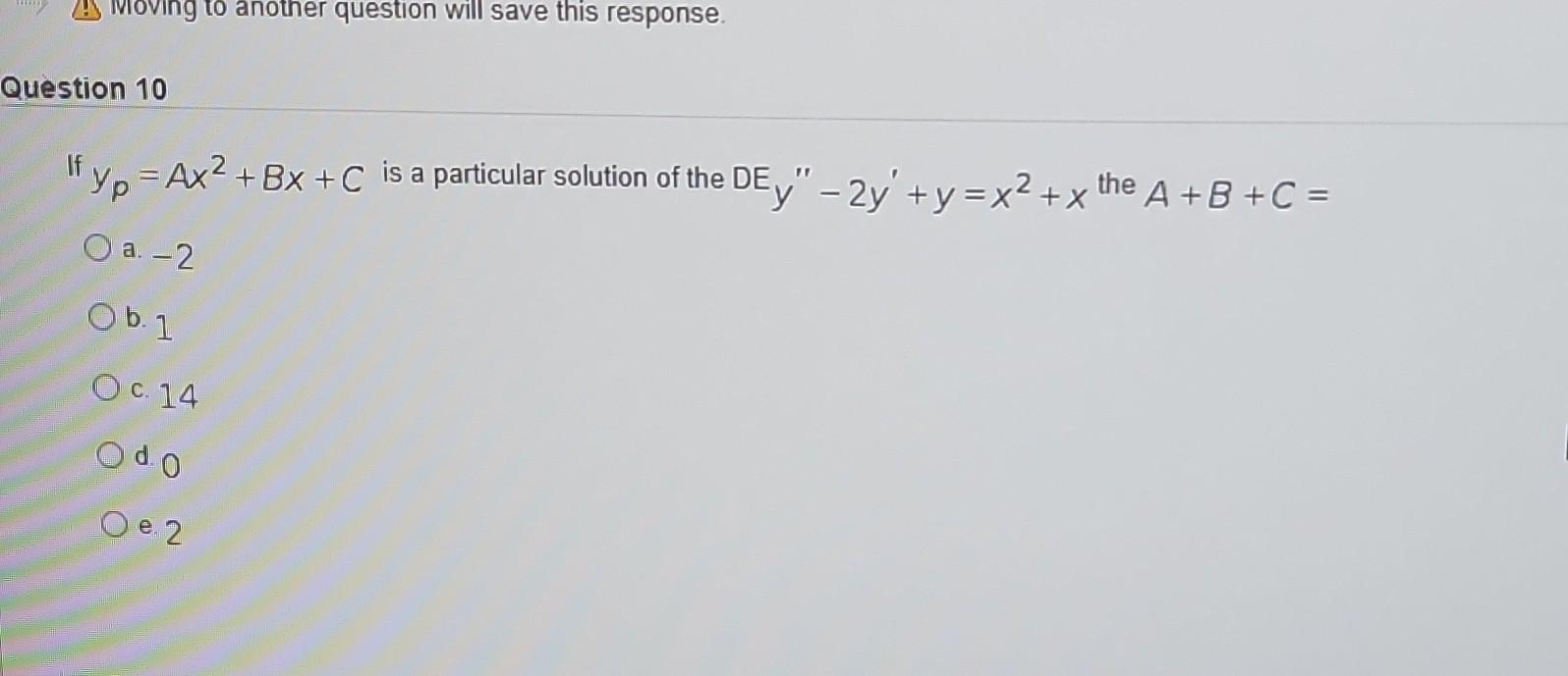 Solved If yp=Ax2+Bx+C is a particular solution of the | Chegg.com