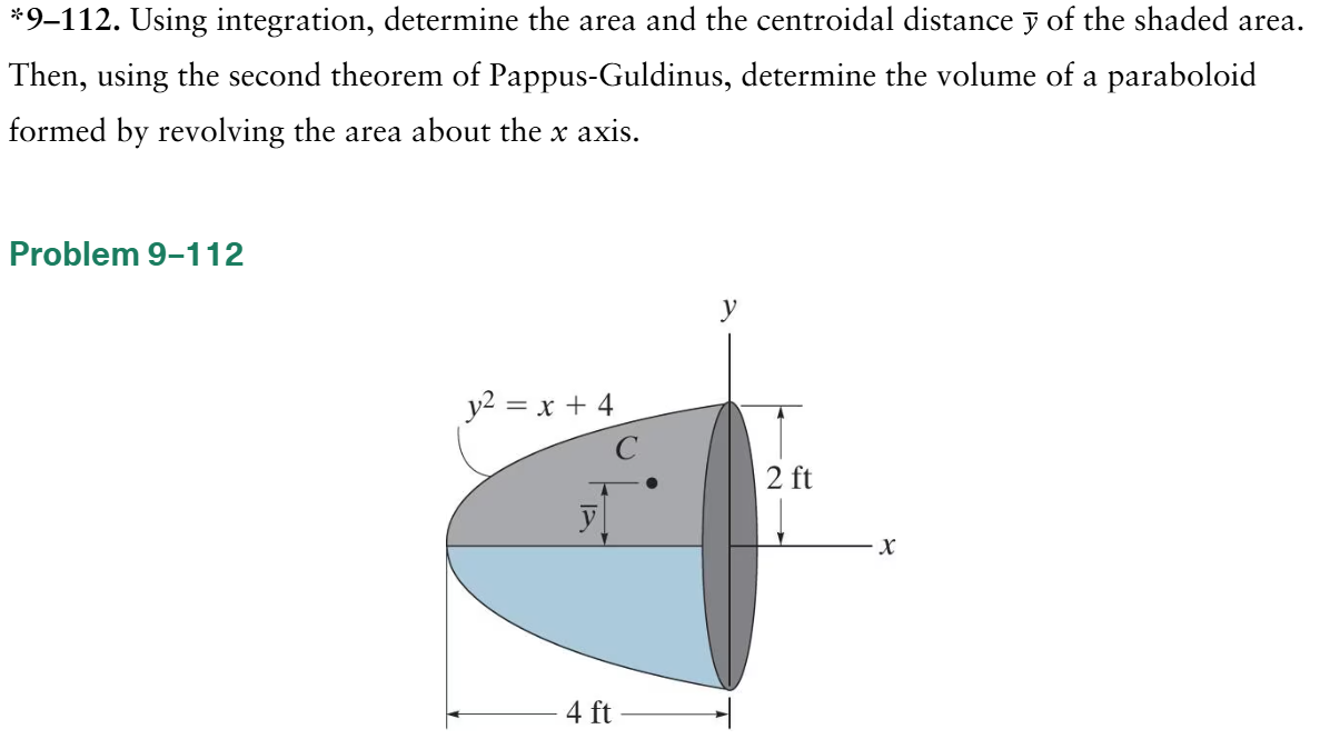 Solved *9-112. ﻿Using integration, determine the area and | Chegg.com