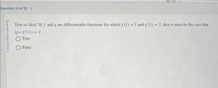 Solved True or false? If f and g are differentiable | Chegg.com