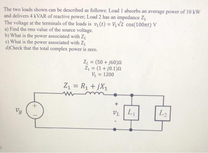 Solved The two loads shown can be described as follows: Load | Chegg.com