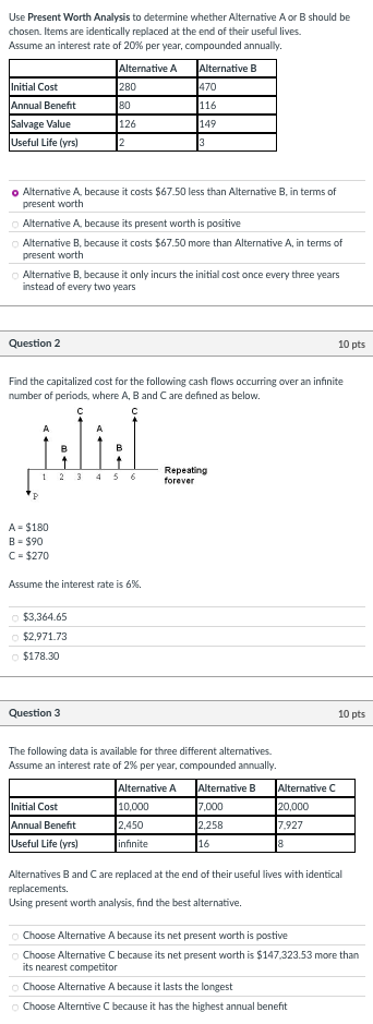 Solved Use Present Worth Analysis to ﻿determine whether | Chegg.com