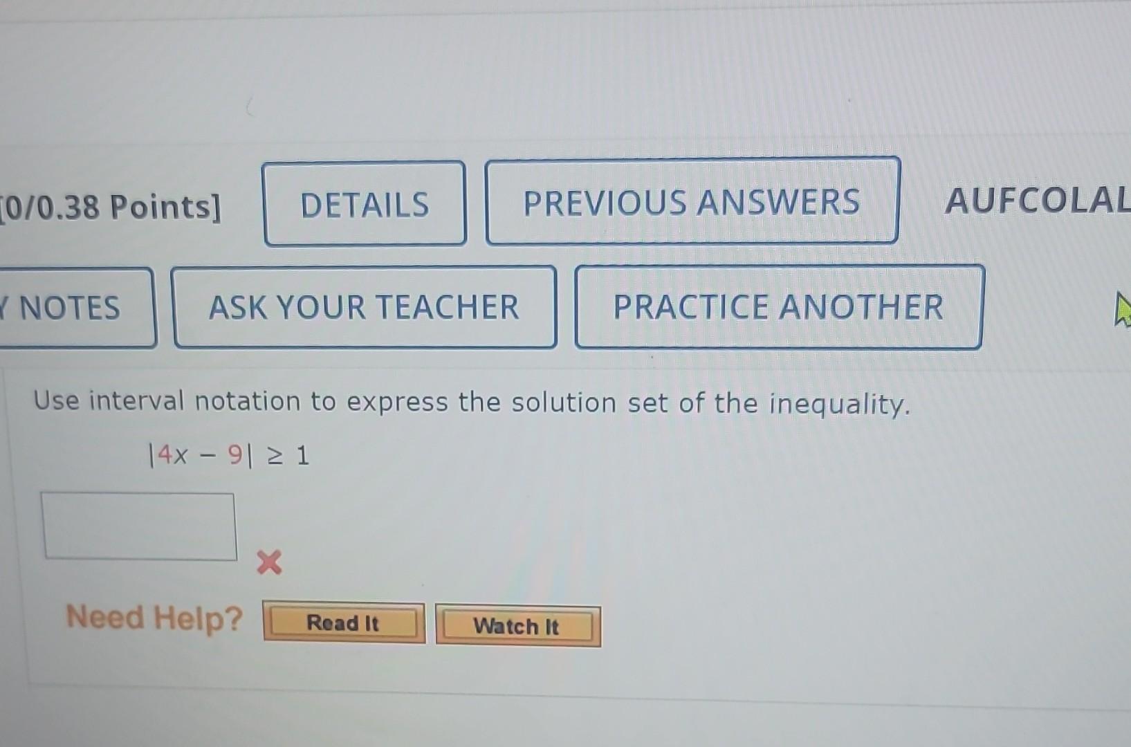 Solved Use interval notation to express the solution set of | Chegg.com