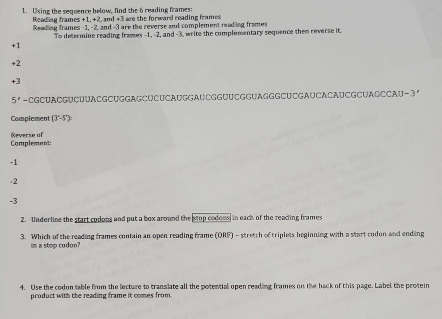 1. Using the sequence below, find the 6 reading | Chegg.com