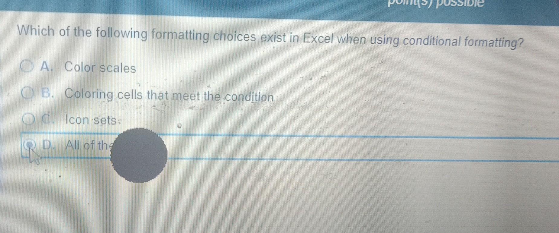 Solved Which of the following formatting choices exist in | Chegg.com
