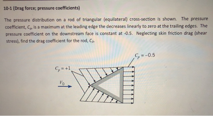 Solved 10-1 (Drag force; pressure coefficients) The pressure | Chegg.com
