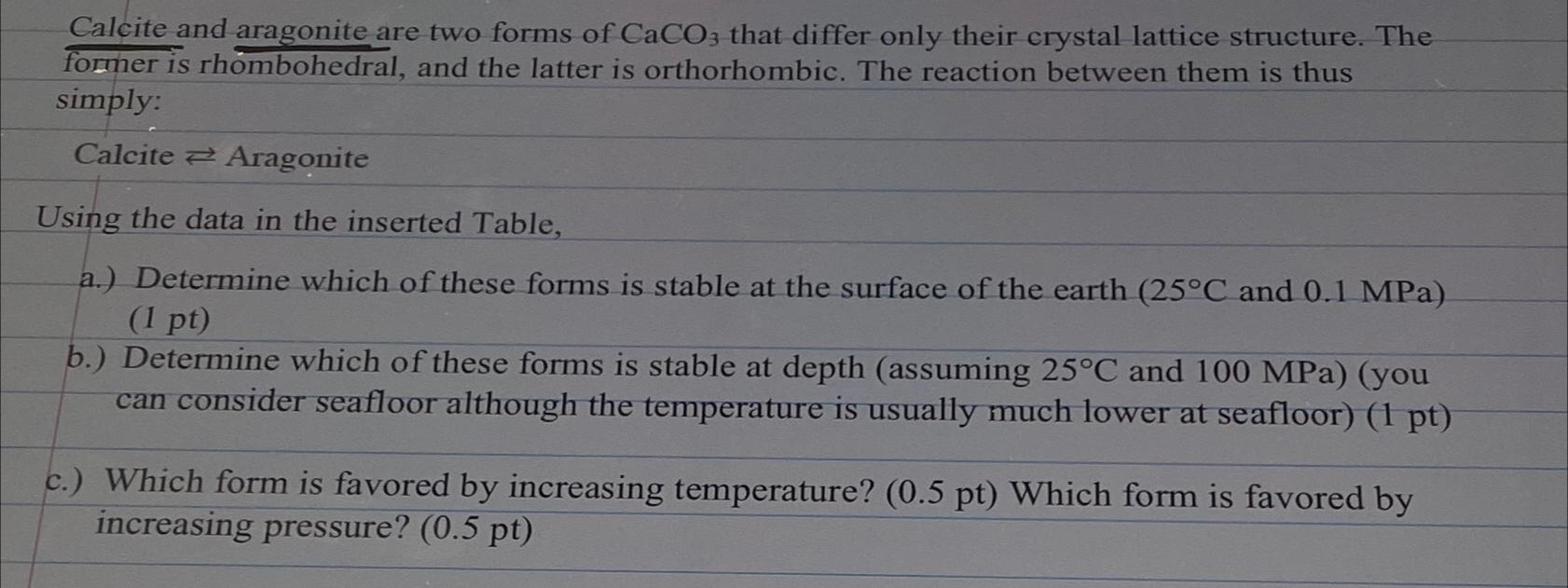 Solved Calcite and aragonite are two forms of CaCO3 ﻿that | Chegg.com