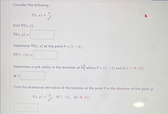 Solved Consider the following. X f(x, y) = -√2 Find Vf(x, | Chegg.com