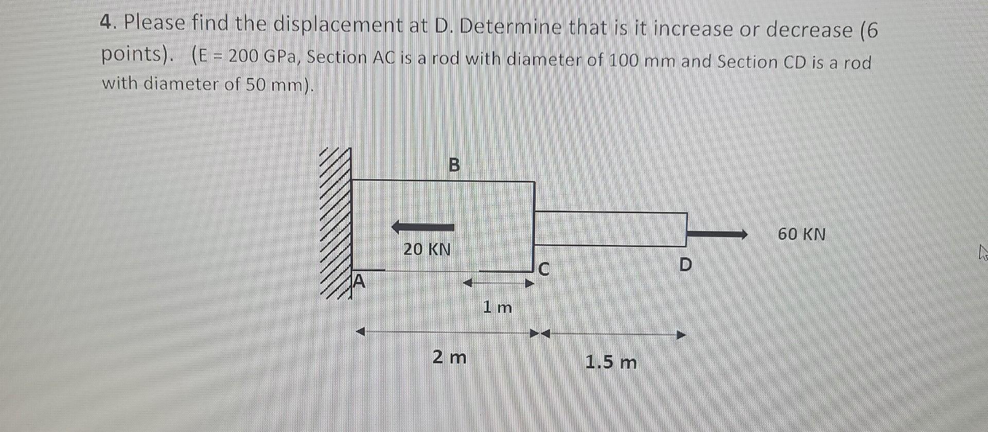 Solved 4. Please find the displacement at D. Determine that | Chegg.com
