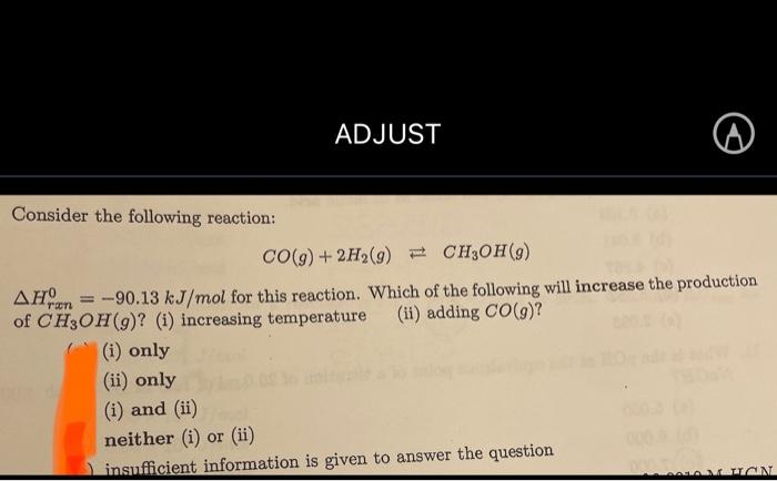 Solved Consider the following reaction: | Chegg.com