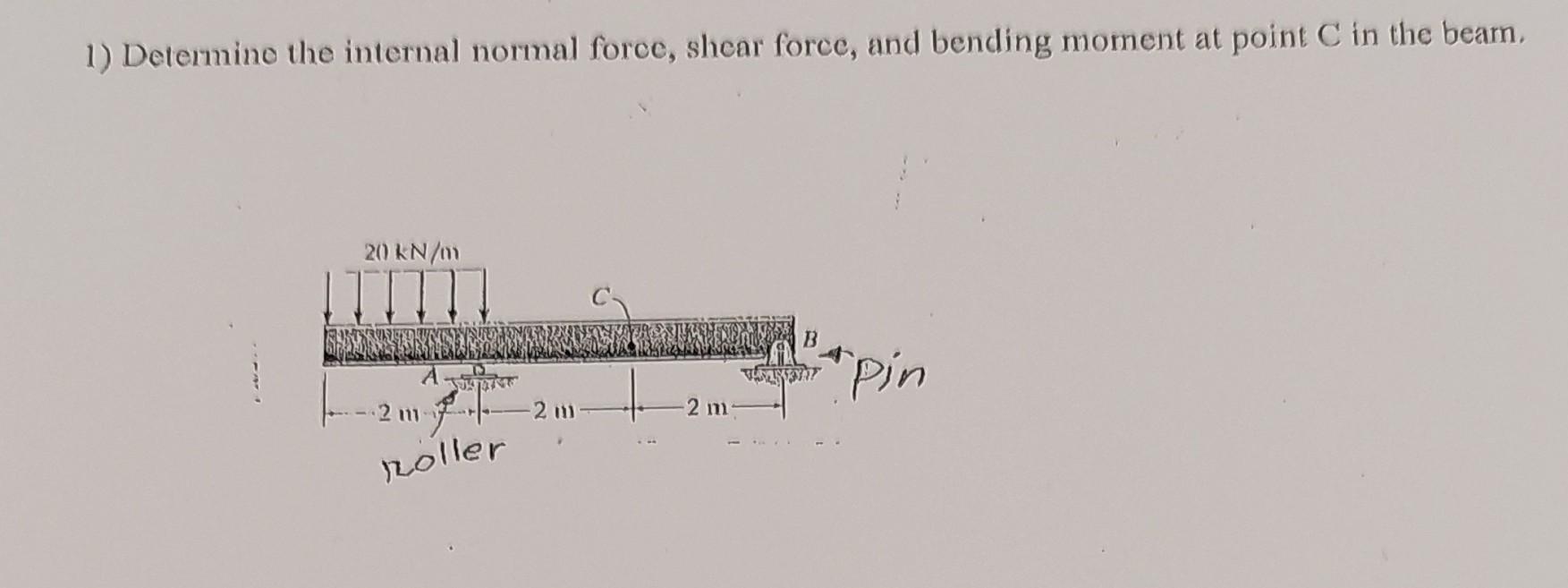 Solved 1 Determine The Internal Normal Force Shear Force