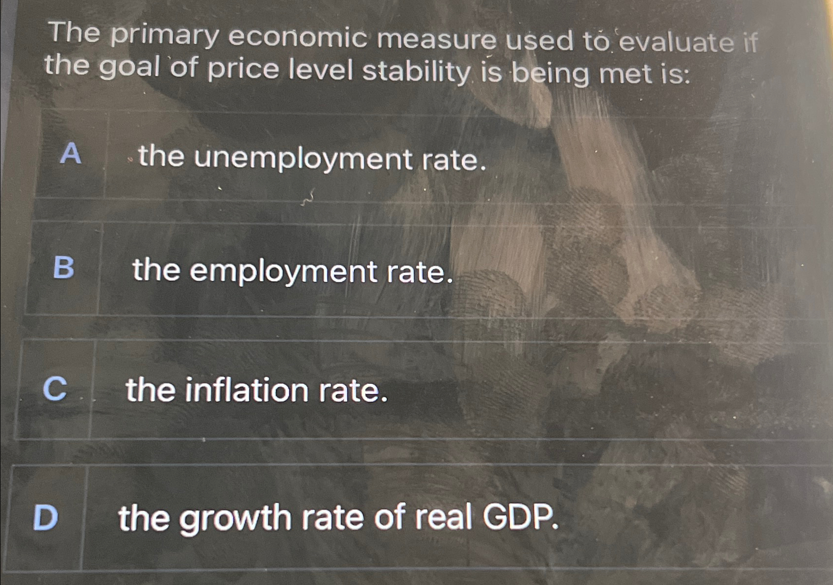 Solved The primary economic measure used to evaluate if the | Chegg.com