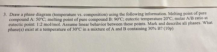 Solved 3. Draw a phase diagram (temperature vs. composition) | Chegg.com