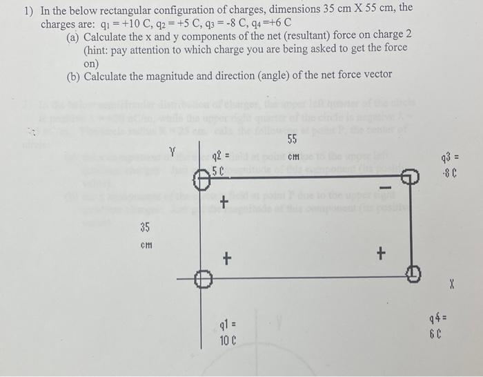 Solved 1) In the below rectangular configuration of charges, | Chegg.com