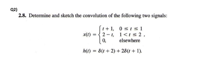 Solved Q2) 2.8. Determine and sketch the convolution of the | Chegg.com