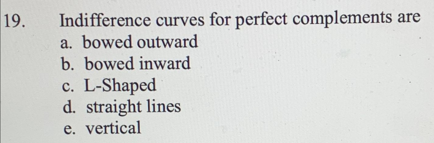 Solved Indifference curves for perfect complements area. | Chegg.com