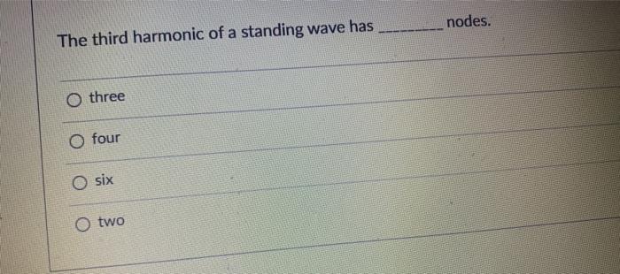 Solved nodes. The third harmonic of a standing wave has O | Chegg.com