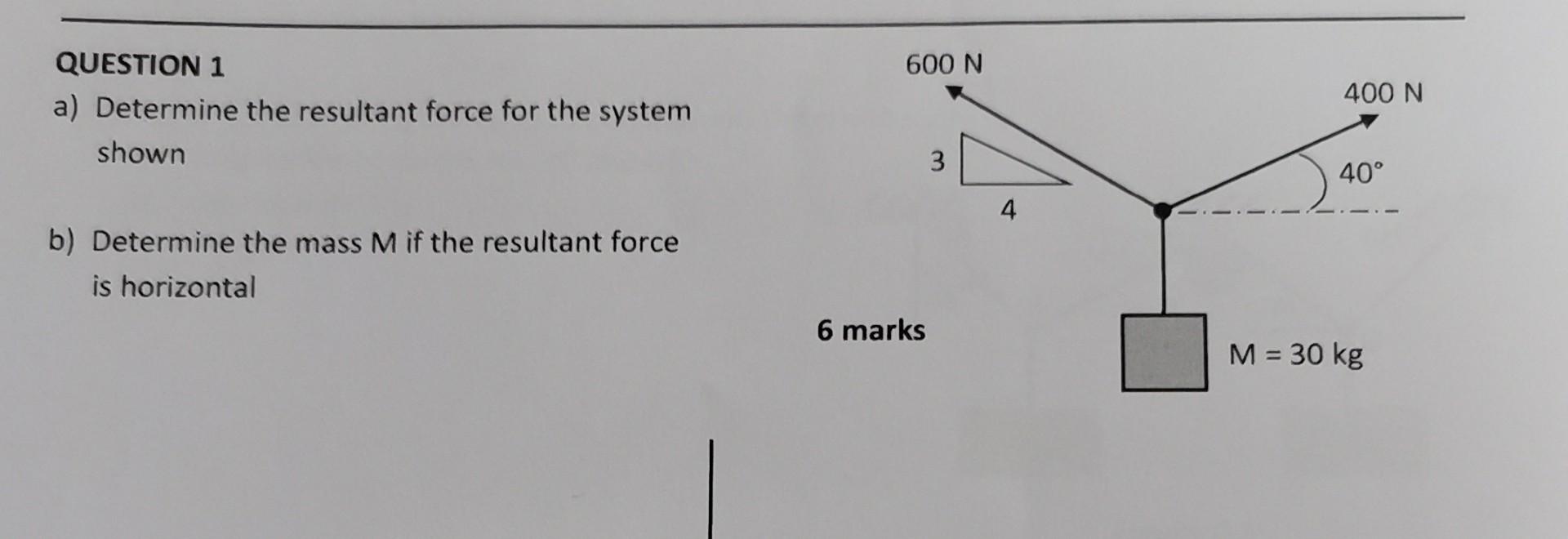 Solved a) Determine the resultant force for the system shown | Chegg.com