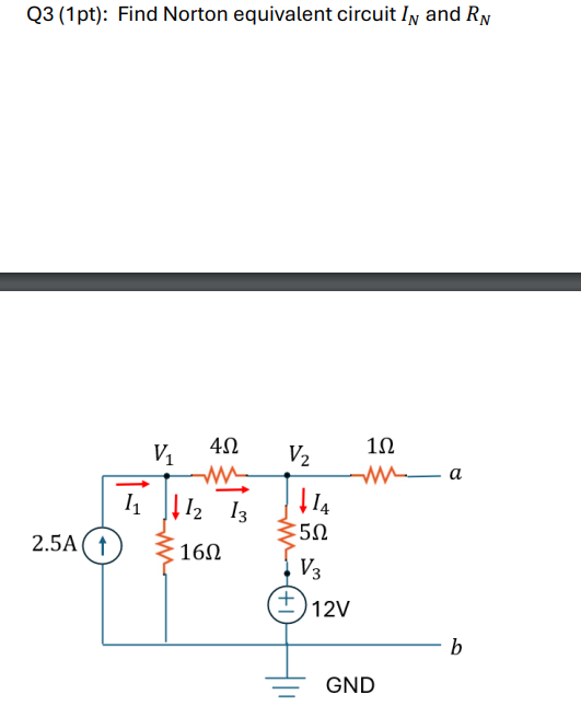 Solved Q3 (1pt): Find Norton equivalent circuit IN ﻿and RN | Chegg.com