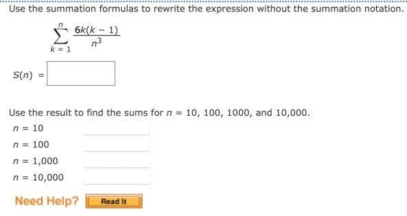 Solved Use the summation formulas to rewrite the expression | Chegg.com