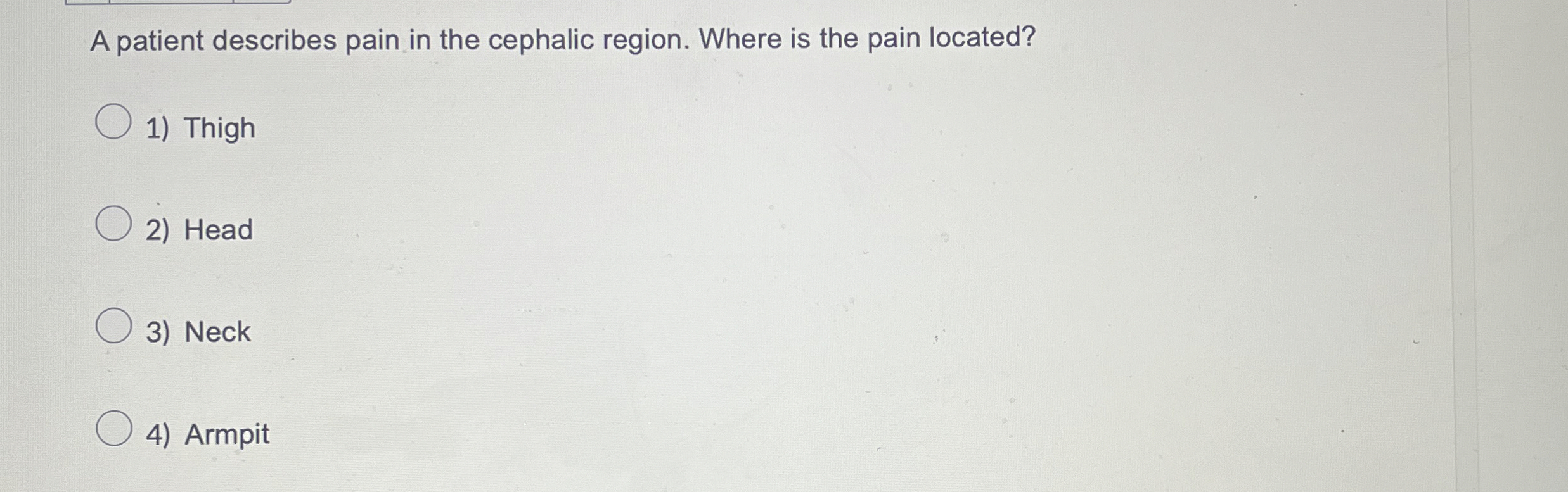Solved A patient describes pain in the cephalic region. | Chegg.com
