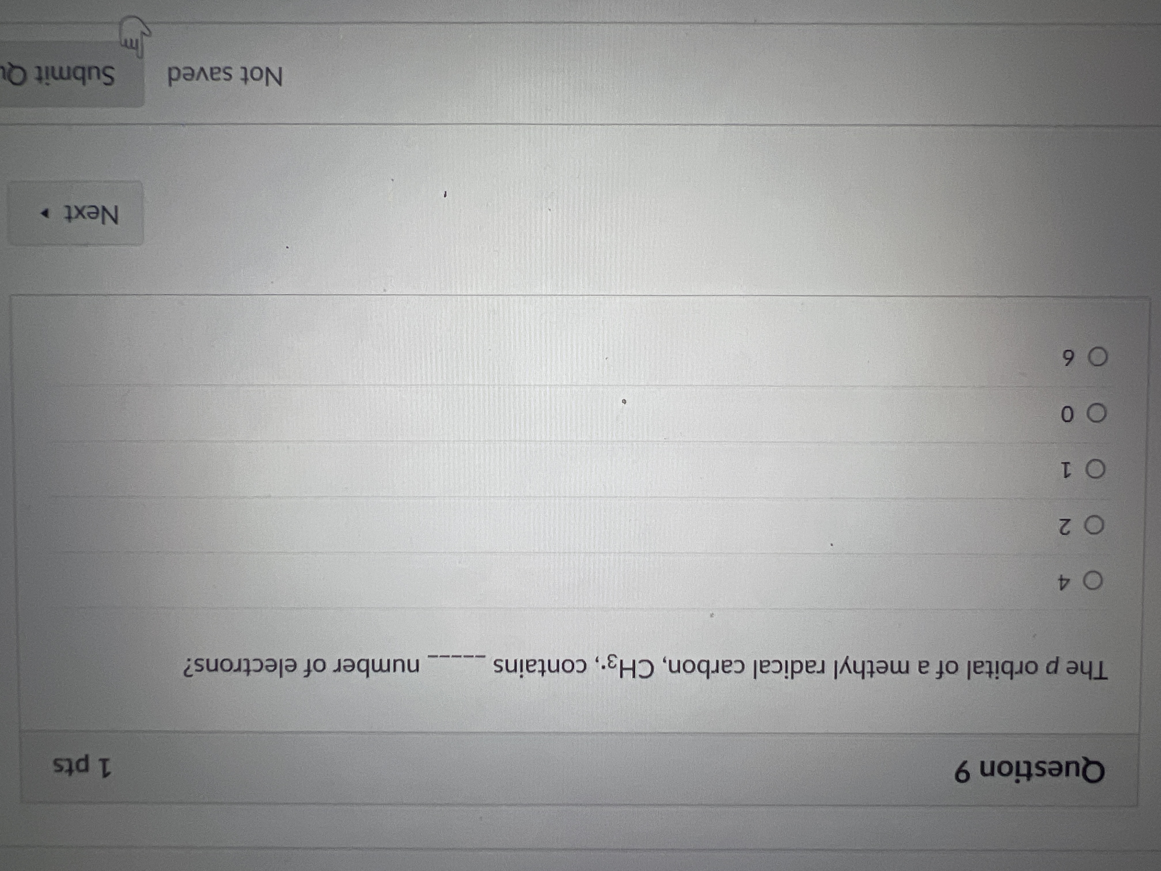 Solved Question 9The p ﻿orbital of ﻿a methyl radical carbon, | Chegg.com