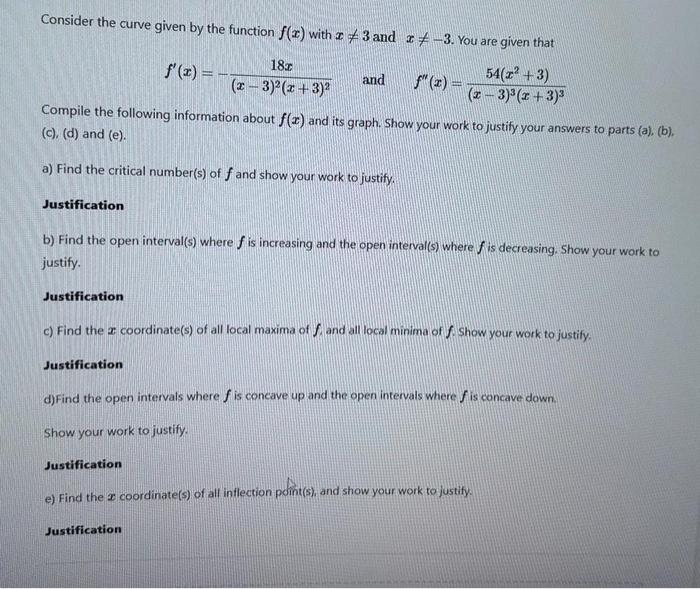 Solved Consider the curve given by the function f(x) with | Chegg.com
