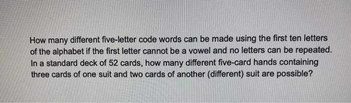 Solved How many different five-letter code words can be made | Chegg.com
