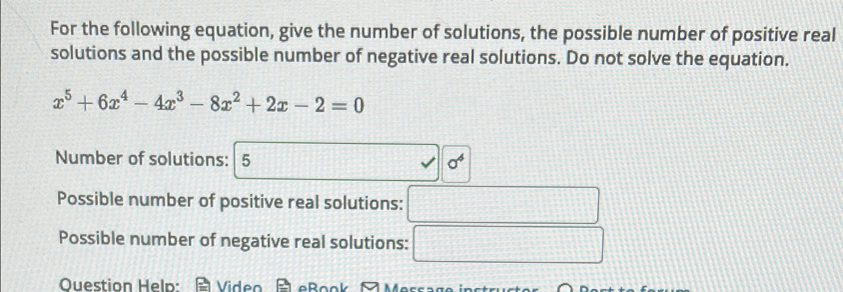 Solved For the following equation, give the number of | Chegg.com