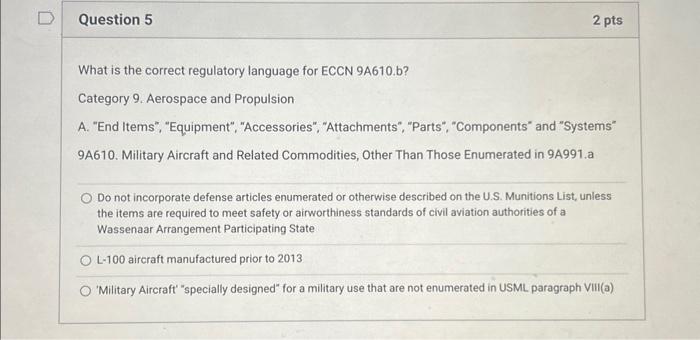What is the correct regulatory language for ECCN | Chegg.com