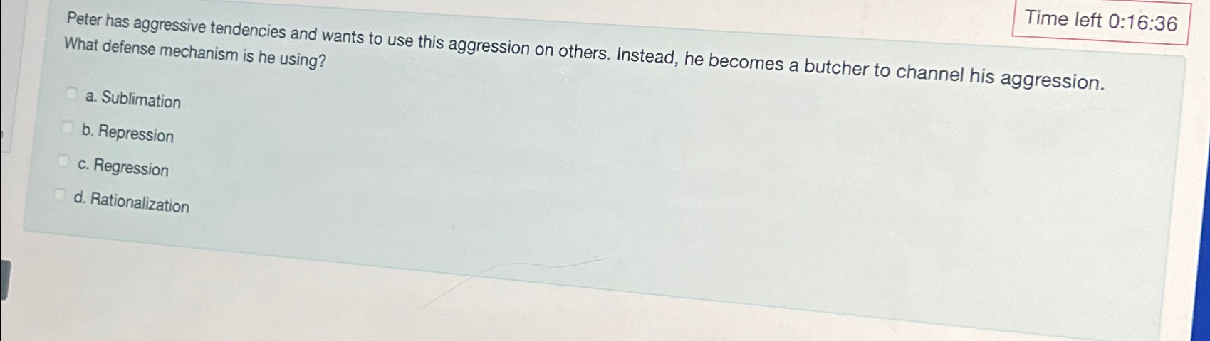 Solved Peter has aggressive tendencies and wants to use this | Chegg.com