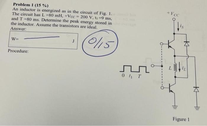 Solved Problem 1(15%) An inductor is energized as in the | Chegg.com