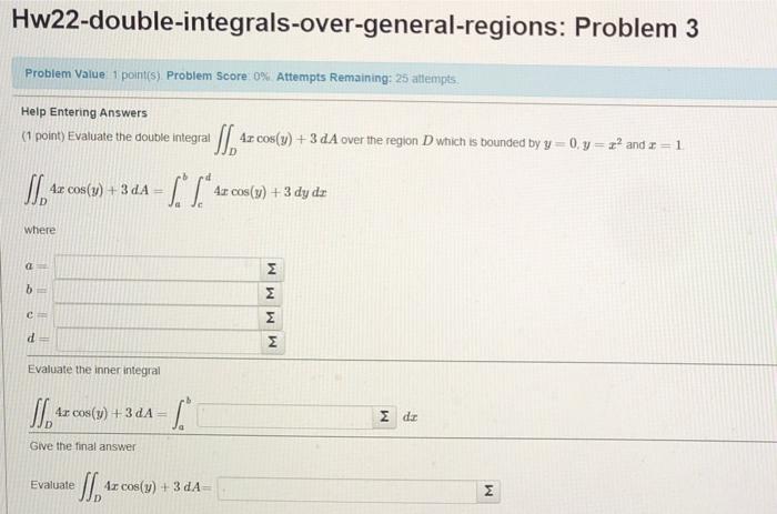 Solved Hw22-double-integrals-over-general-regions: Problem 3 | Chegg.com