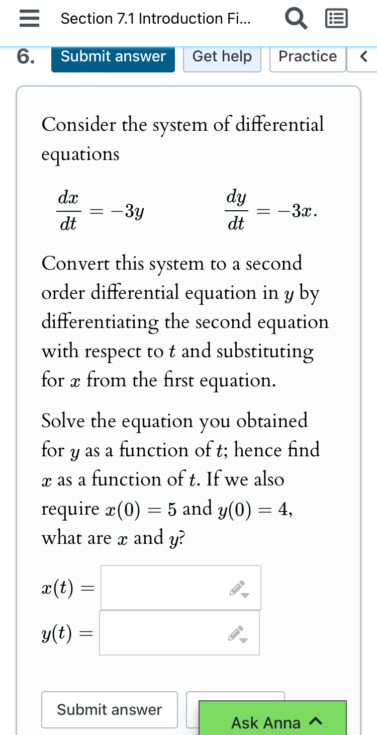 Solved Section 7.1 ﻿Introduction Fi...6.Consider the system | Chegg.com