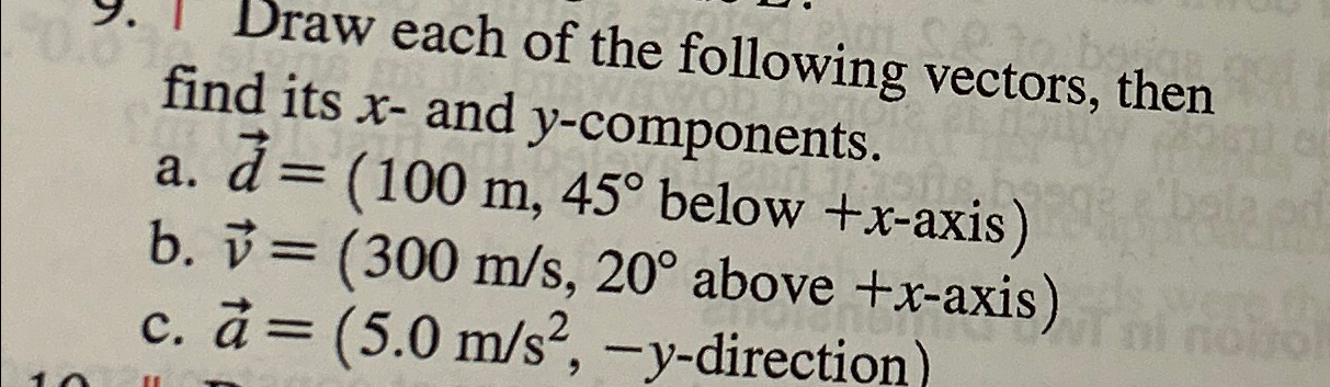 Solved Draw each of the following vectors, then find its x - | Chegg.com