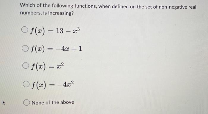 Solved Which of the following functions, when defined on the | Chegg.com