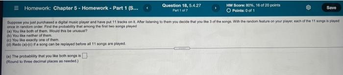 Solved = Homework: Chapter 5 - Homework - Part 1 (S... | Chegg.com