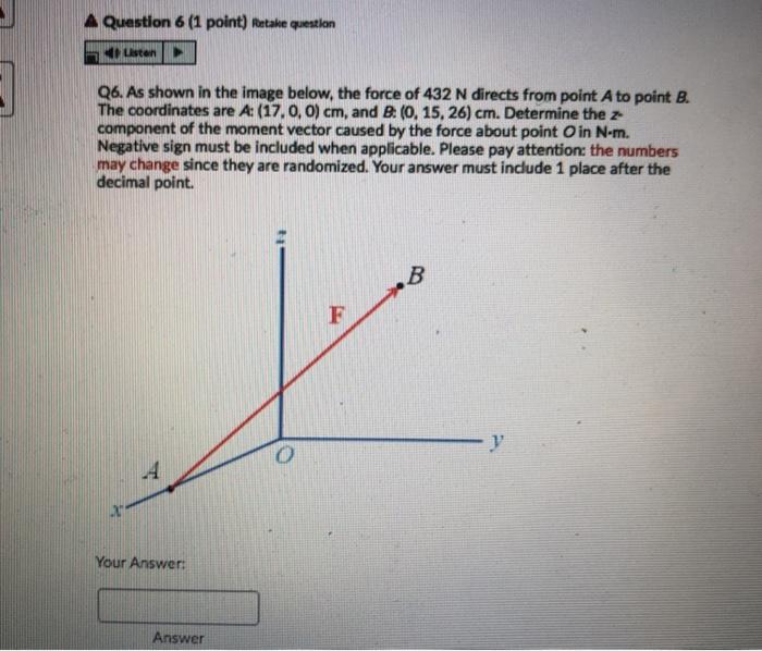 Solved A Question 5 (1 point) Retake question Listen Q5. As | Chegg.com
