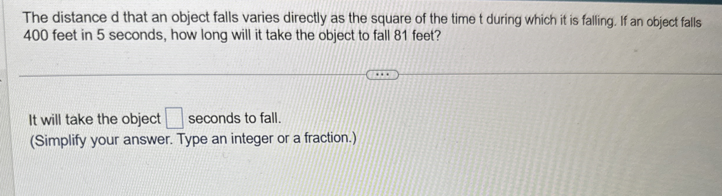 Solved The distance d ﻿that an object falls varies directly | Chegg.com