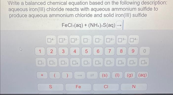 Solved Write a balanced chemical equation based on the | Chegg.com