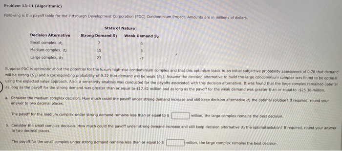 Solved Problem 13-11 (Algorithmic) Following is the payoff | Chegg.com