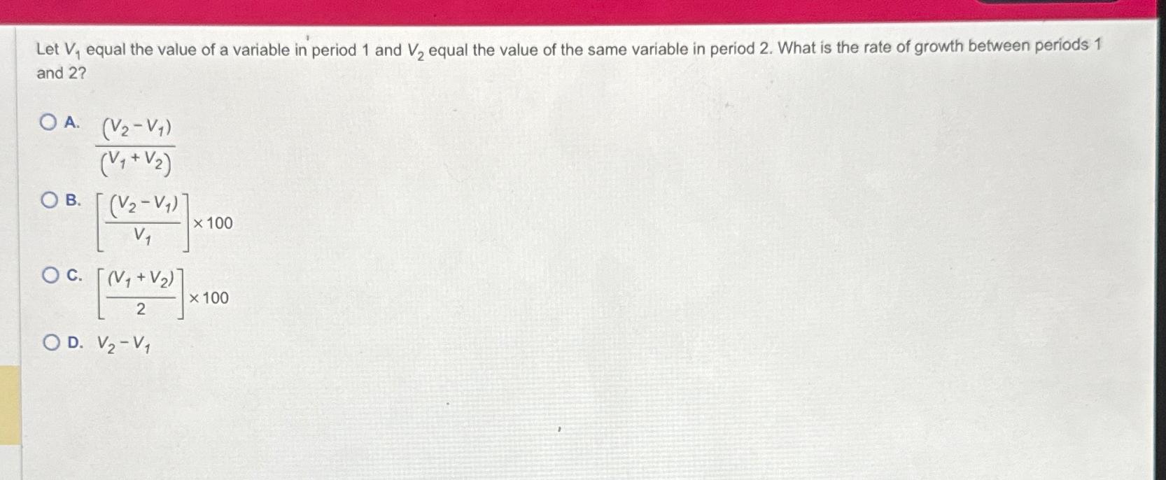 Solved Let V1 ﻿equal the value of a variable in period 1 | Chegg.com