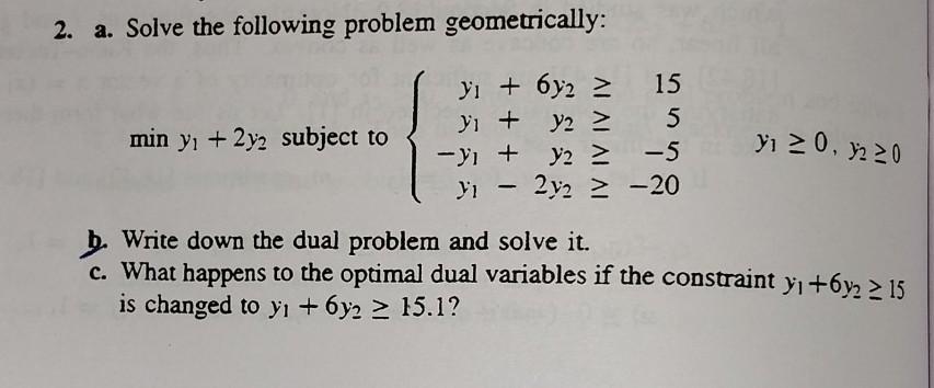 Solved 2. a. Solve the following problem | Chegg.com