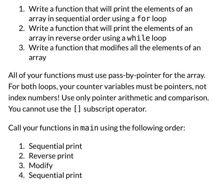 Solved 1 Write A Function That Will Print The Elements Of