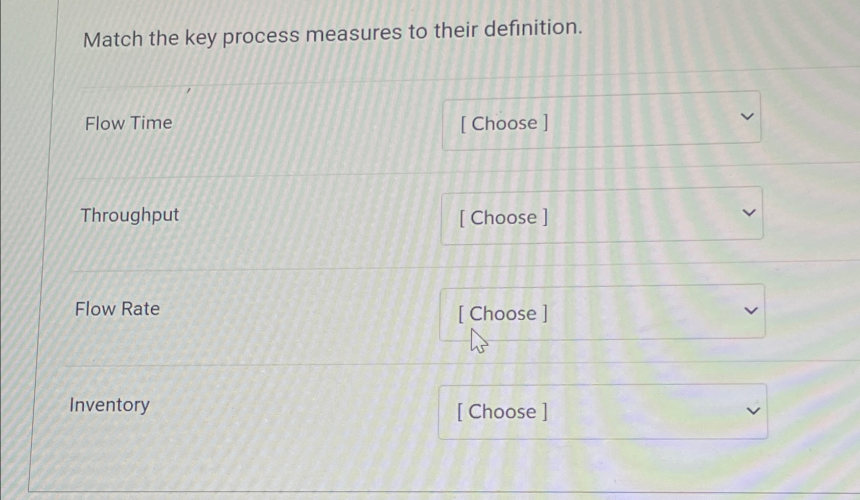 Solved Match the key process measures to their | Chegg.com