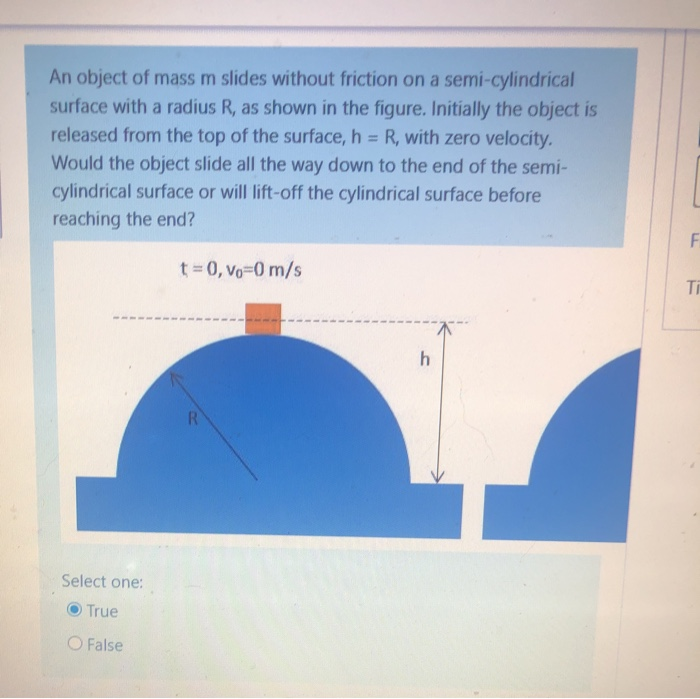 Solved An object of mass m slides without friction on a | Chegg.com