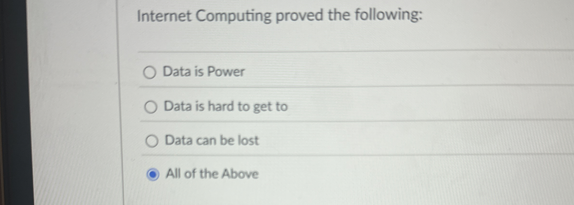 Solved Internet Computing proved the following:Data is | Chegg.com