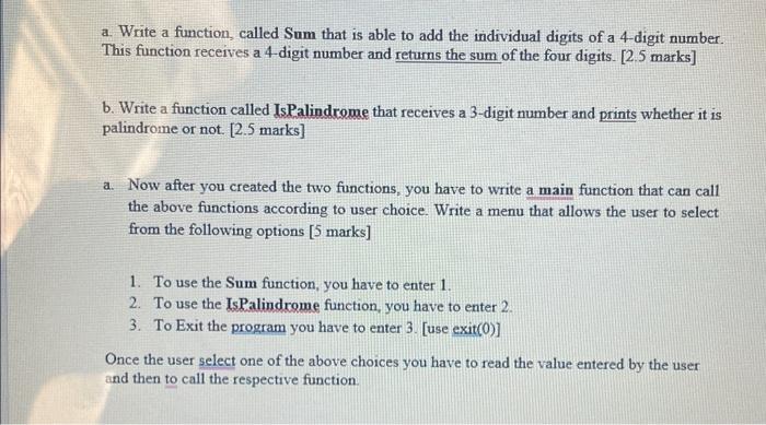Solved A Write A Function Called Sum That Is Able To Add