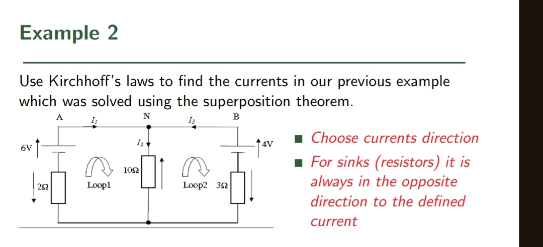 Solved Example 2Use Kirchhoff's laws to find the currents in | Chegg.com
