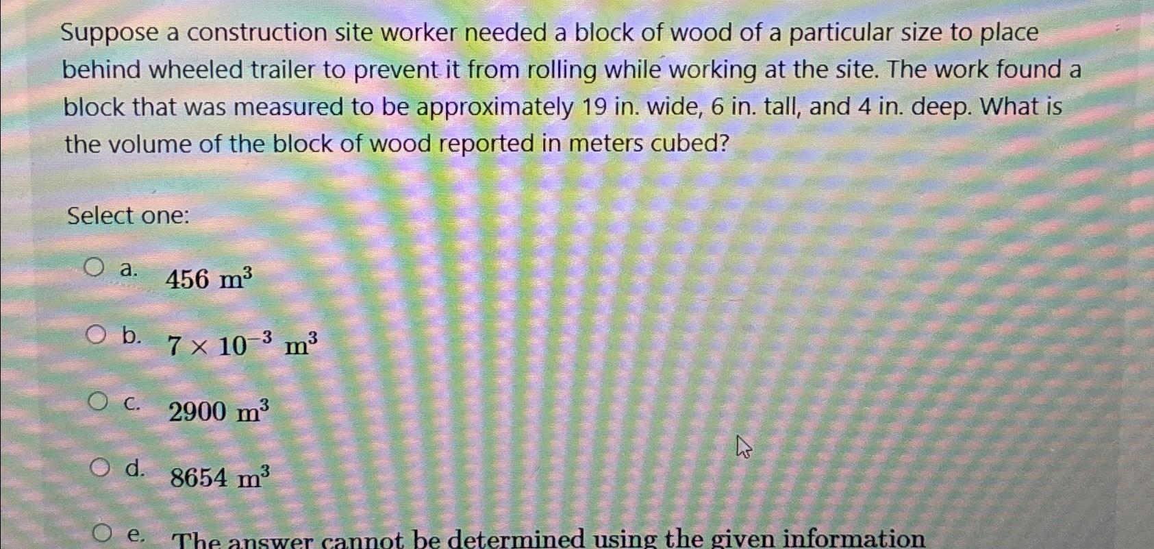 Solved Suppose a construction site worker needed a block of | Chegg.com