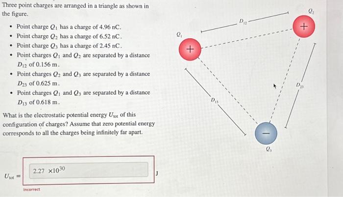 Solved Three point charges are arranged in a triangle as | Chegg.com